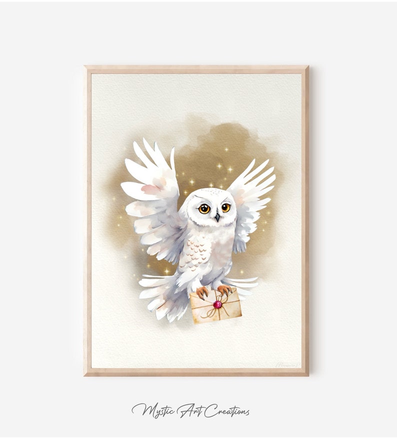 Snowy Owl Print Wizard Poster Wizard Print Wizarding Nursery Decor ...