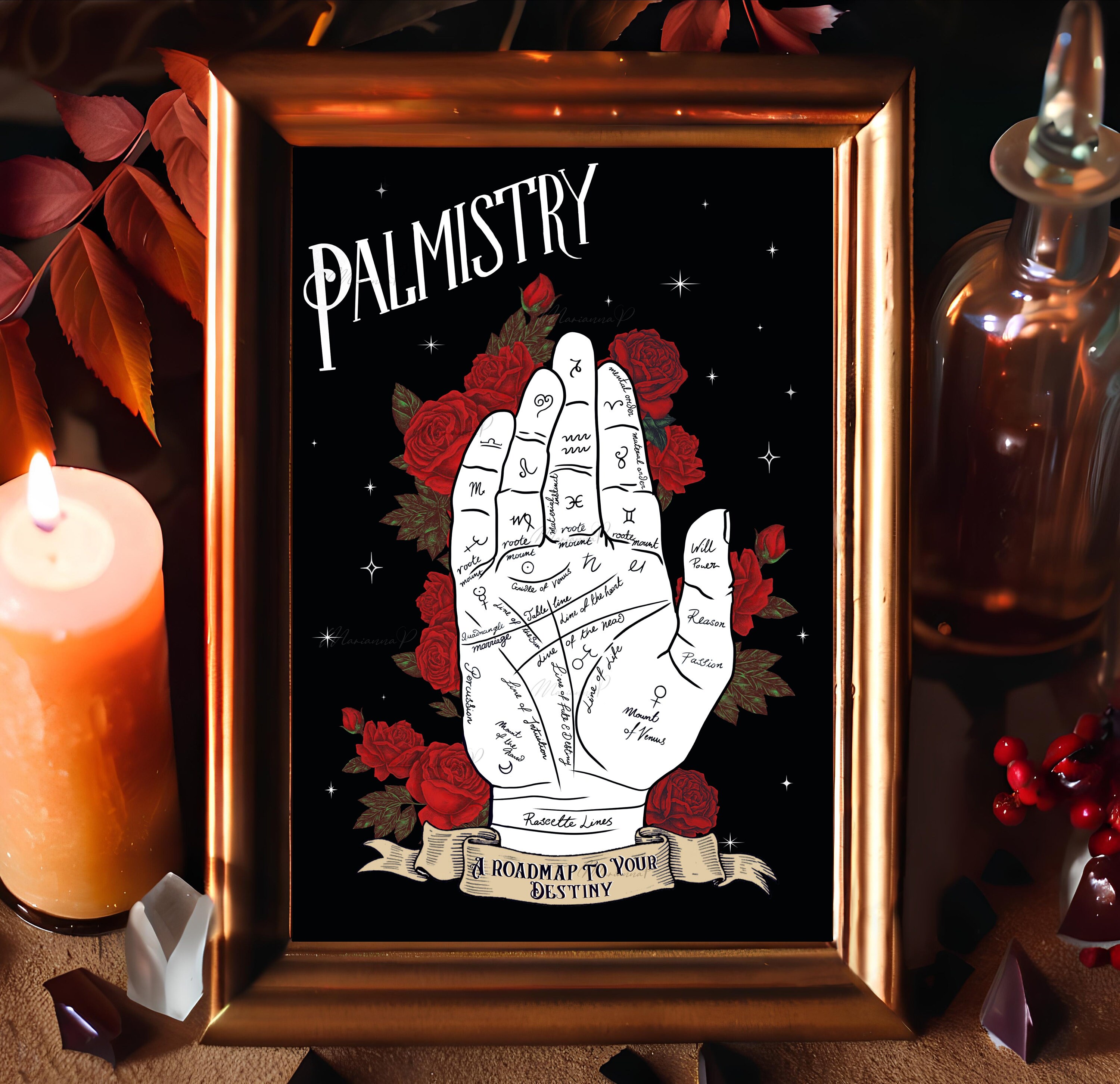 Palmistry Poster Hand of Destiny Art Print the Art of Fortune Telling ...