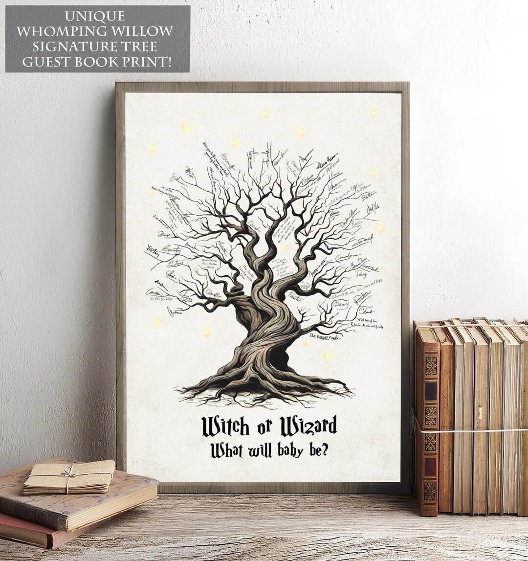 Wizard Print Gender Reveal Signature Guest Book Whomping Willow Unique ...