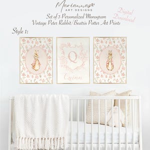 Peter Rabbit Nursery Decor Personalized Monogram Vintage Floral Peter ...