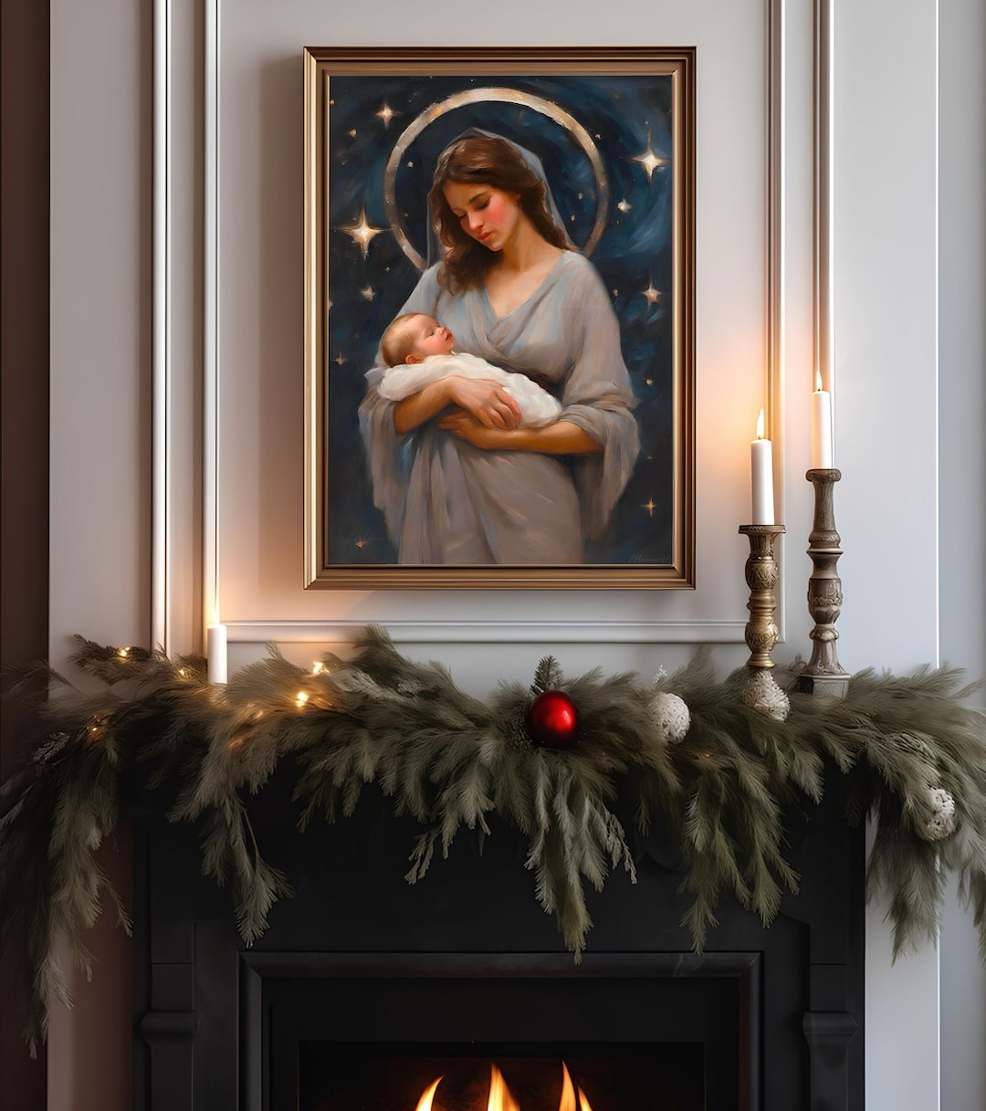 Virgin Mary and Baby Jesus Art Print Christian Nativity Art Christian ...