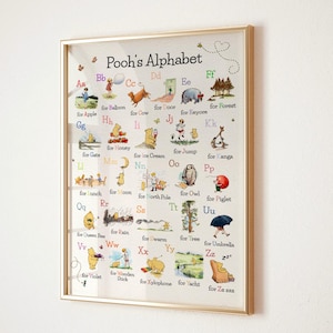 Winnie the Pooh Alphabet Print Classic Winnie the Pooh Nursery Decor ...