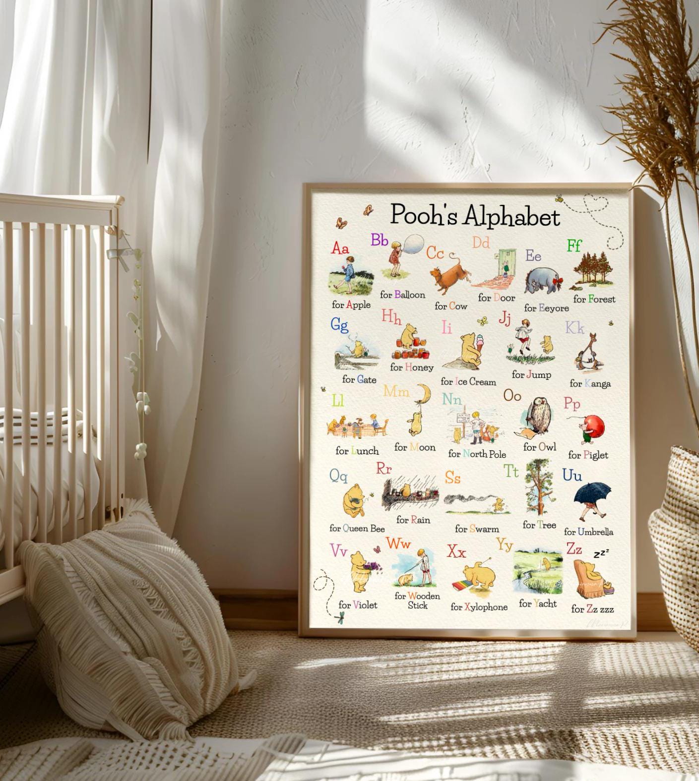 Winnie the Pooh Alphabet Print Classic Winnie the Pooh Nursery Decor ...