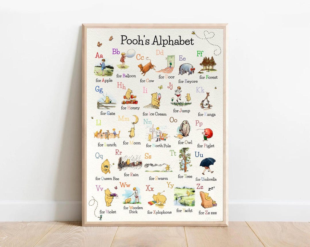 Winnie the Pooh Alphabet Print Classic Winnie the Pooh Nursery Decor ...