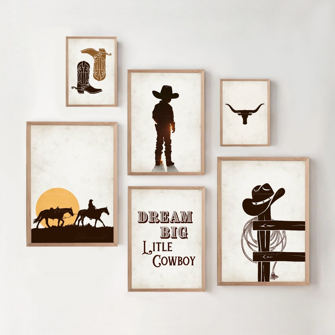Western Cowboy Prints Set of 6 Cowboy Nursery Theme Western Nursery ...