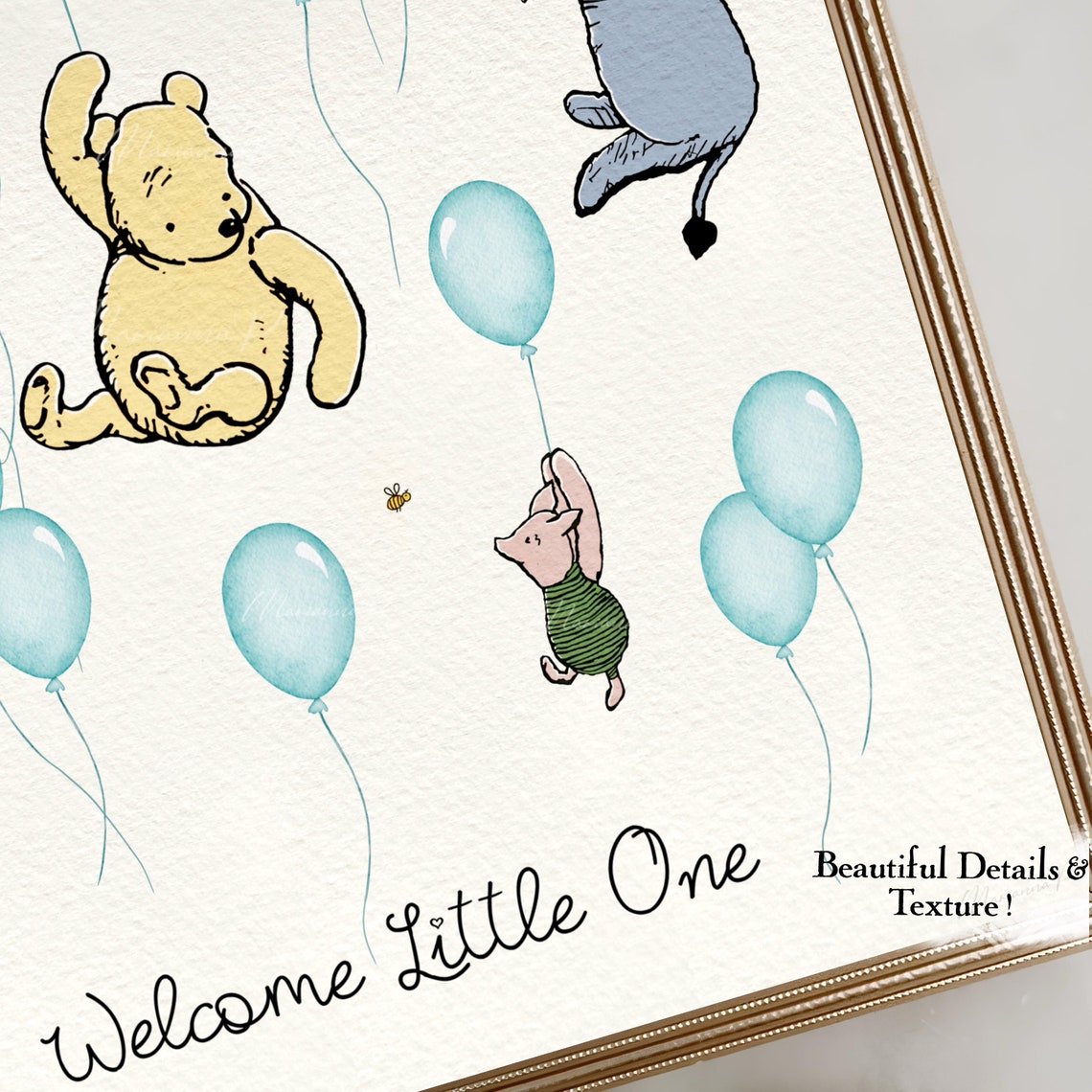 Winnie the Pooh Baby Shower Signature Guest Book Print 21 Blue Balloons ...