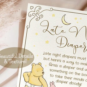 Classic Winnie the Pooh Sign Late Night Diapers Sign Baby Shower ...