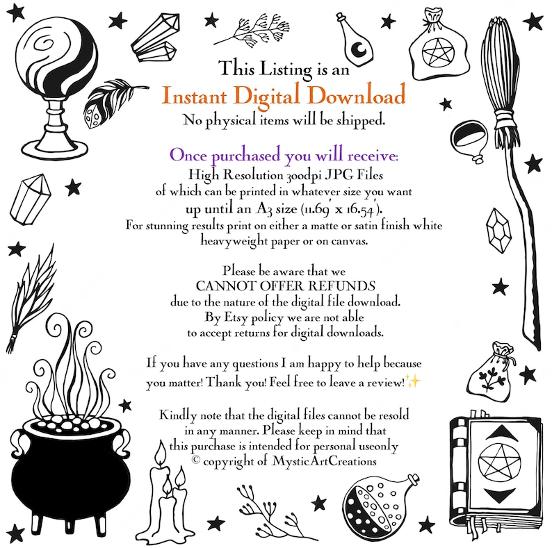 A Witchs Kitchen Blessing Witch Art Print Kitchen Witch Poster Vintage ...