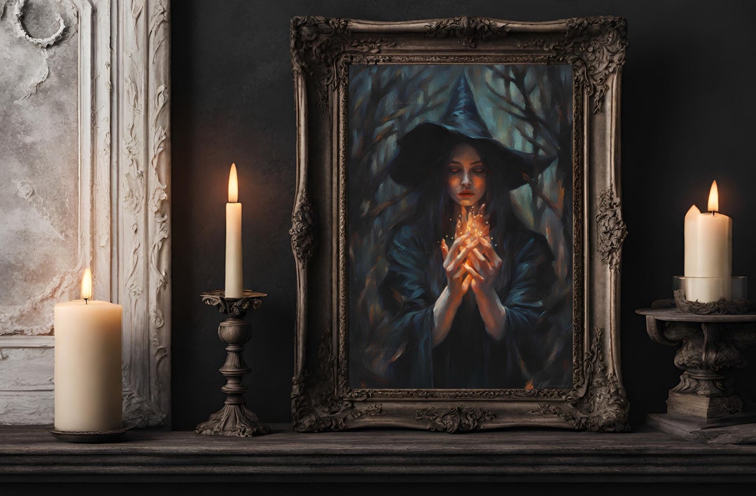 Fire Witch Art Print Elemental Witch Art Wiccan Art Abstract Painting ...
