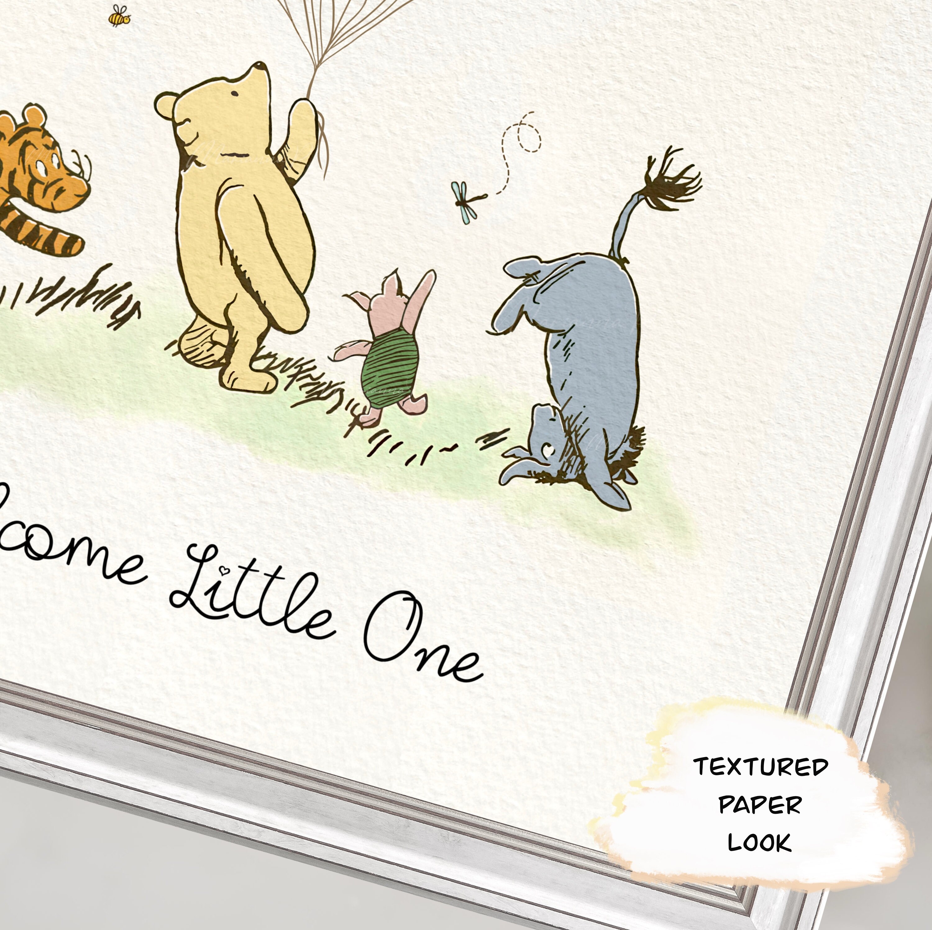 Winnie the Pooh Baby Shower Signature Guest Book Beige Balloons Winnie ...