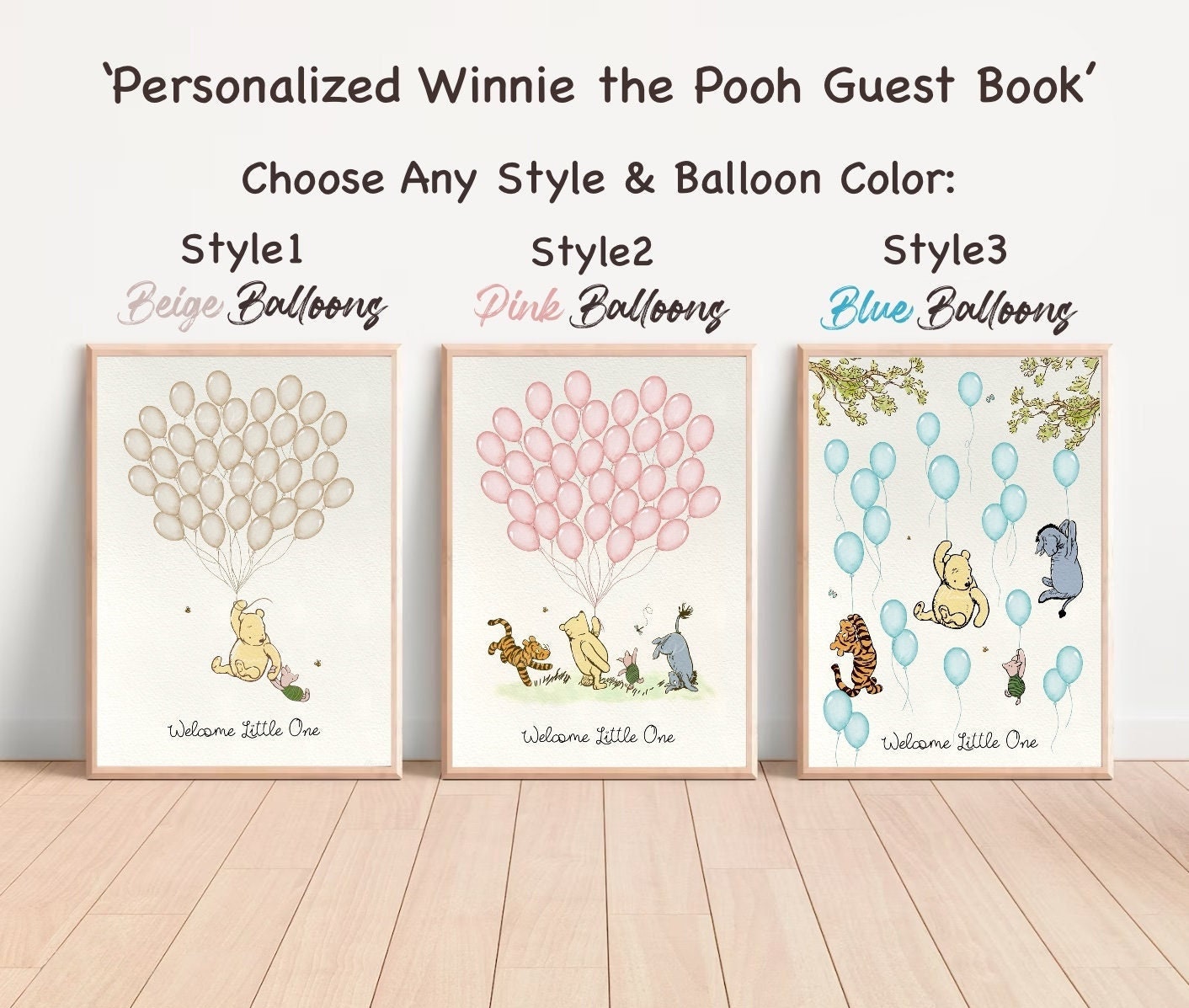 Personalized Winnie the Pooh Baby Shower Signature Guest Book Balloons ...