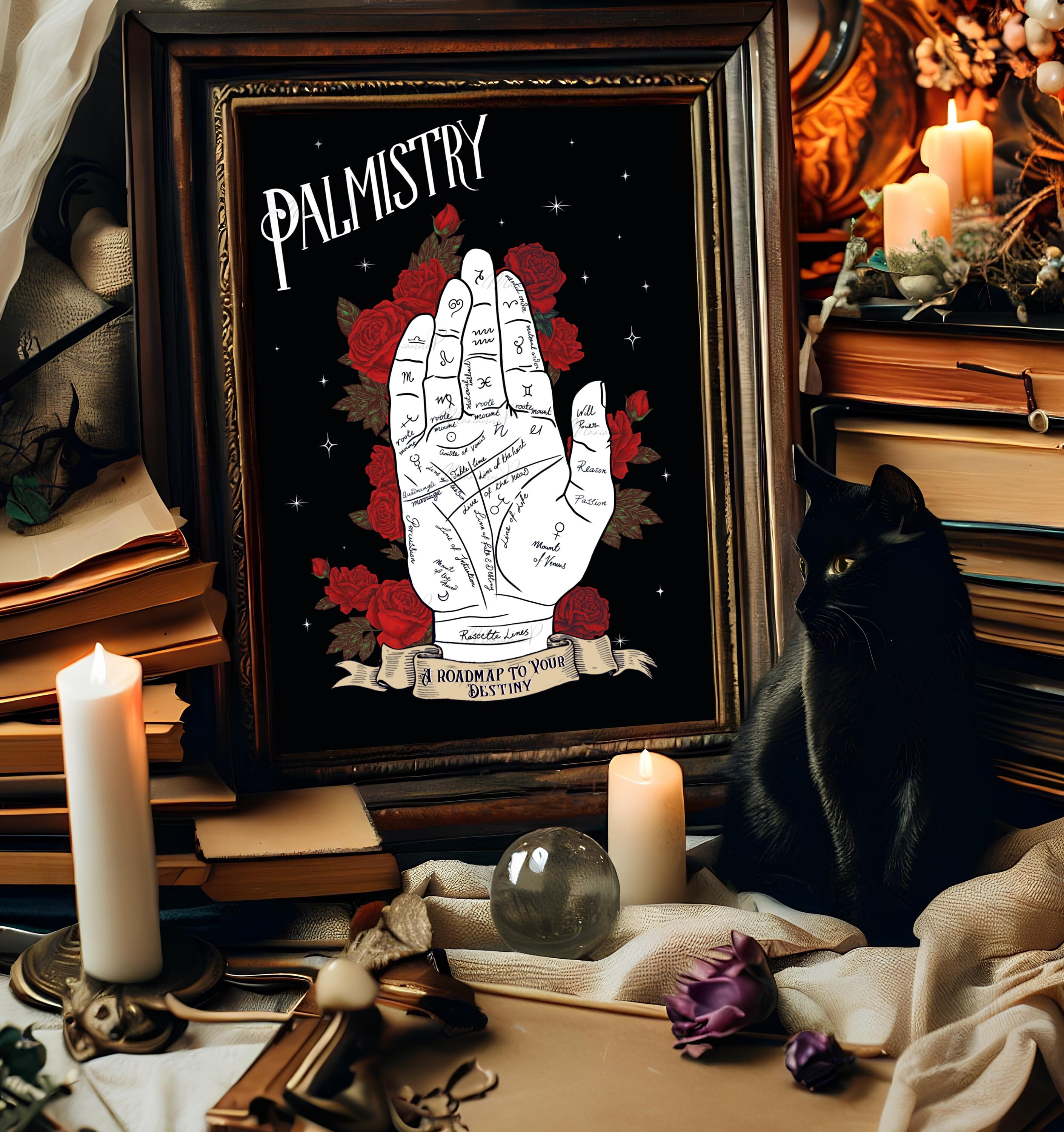 Palmistry Poster Hand of Destiny Art Print the Art of Fortune Telling ...