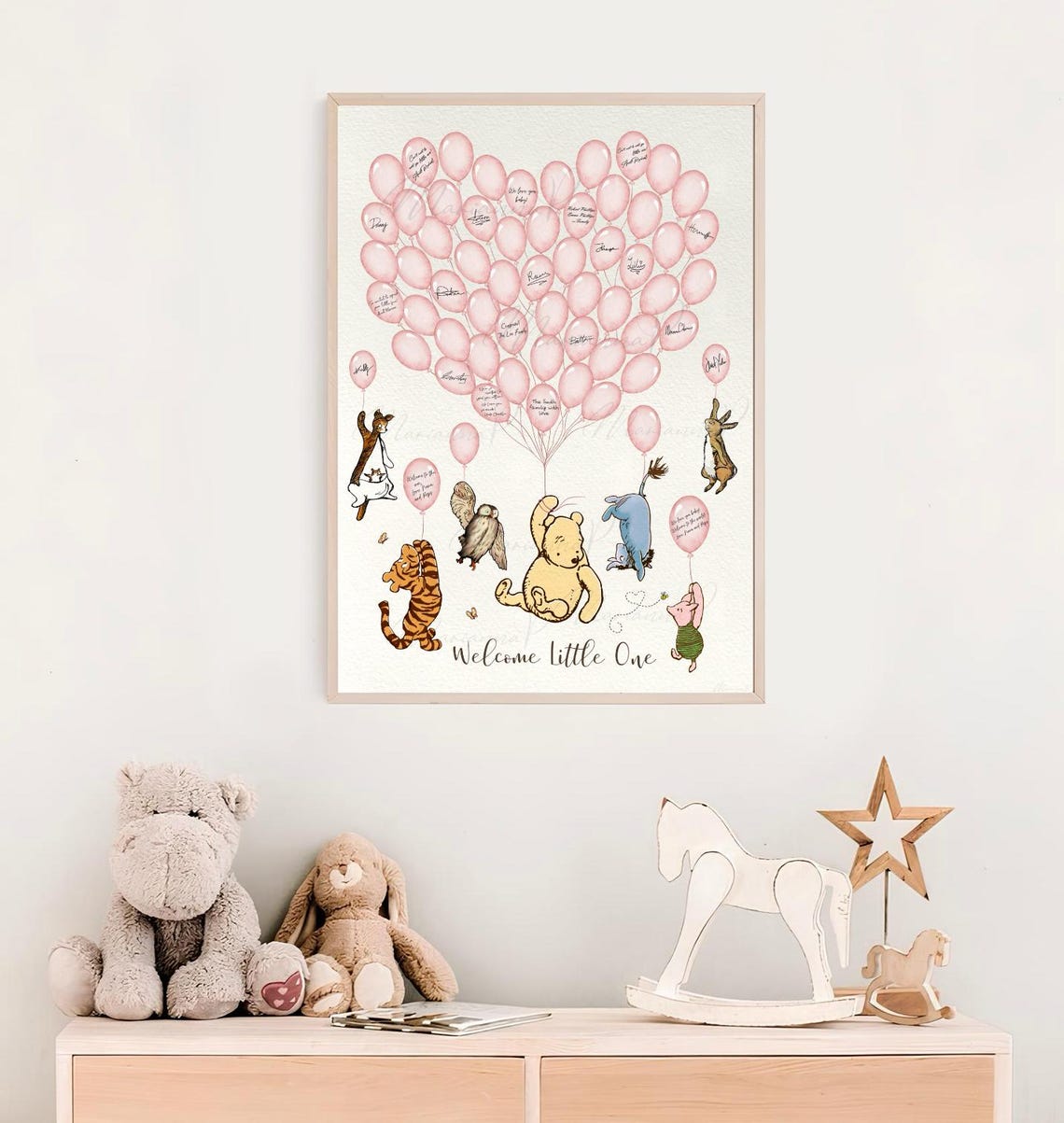 Winnie the Pooh Baby Shower Signature Guest Book 61 Pink Balloons ...