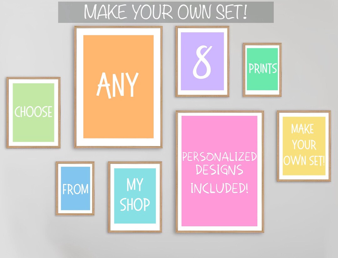 Choose Any 8 Prints Make Your Own Set Custom Gallery Wall Gallery Set ...
