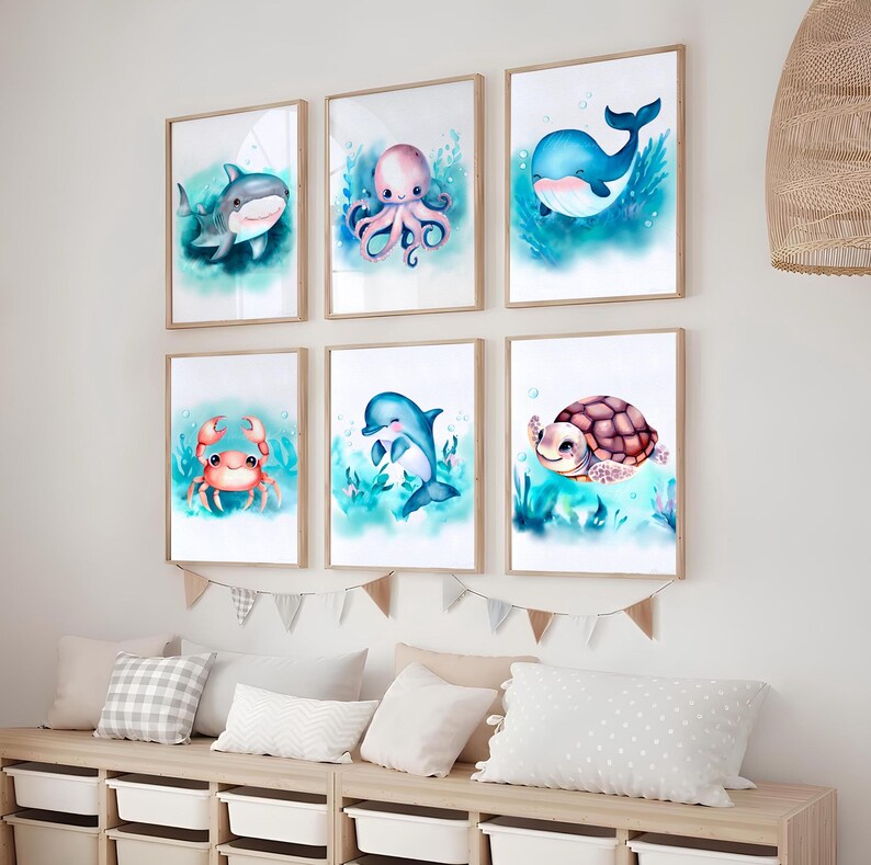 Sea Animal Prints Ocean Nursery Decor Under the Sea Theme Nursery Decor ...