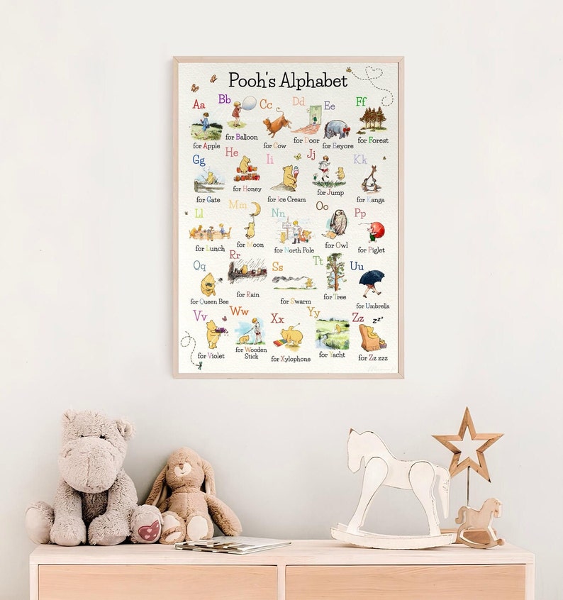 Winnie the Pooh Alphabet Print Classic Winnie the Pooh Nursery Decor ...