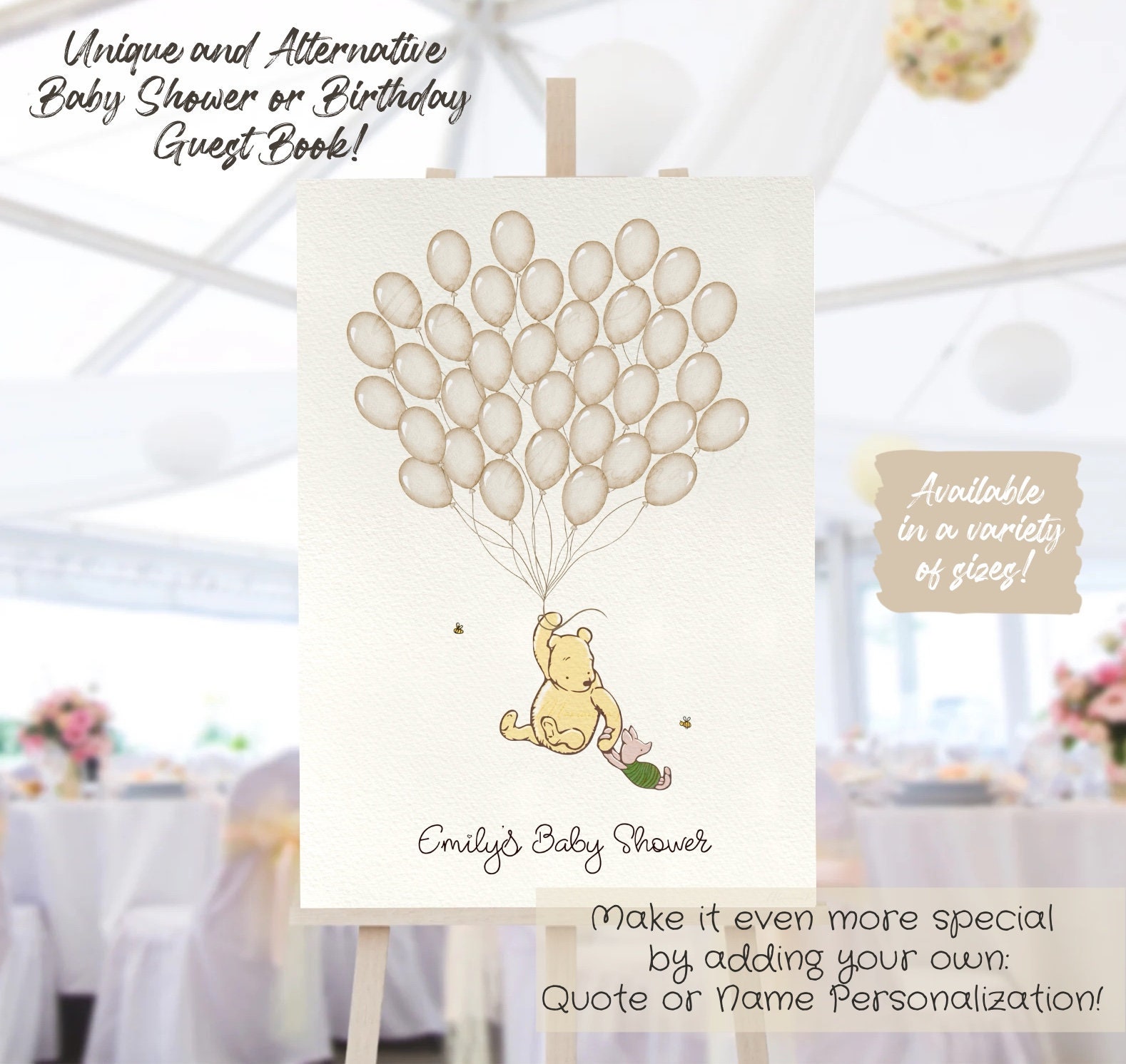 Personalized Winnie the Pooh Baby Shower Signature Guest Book Balloons ...