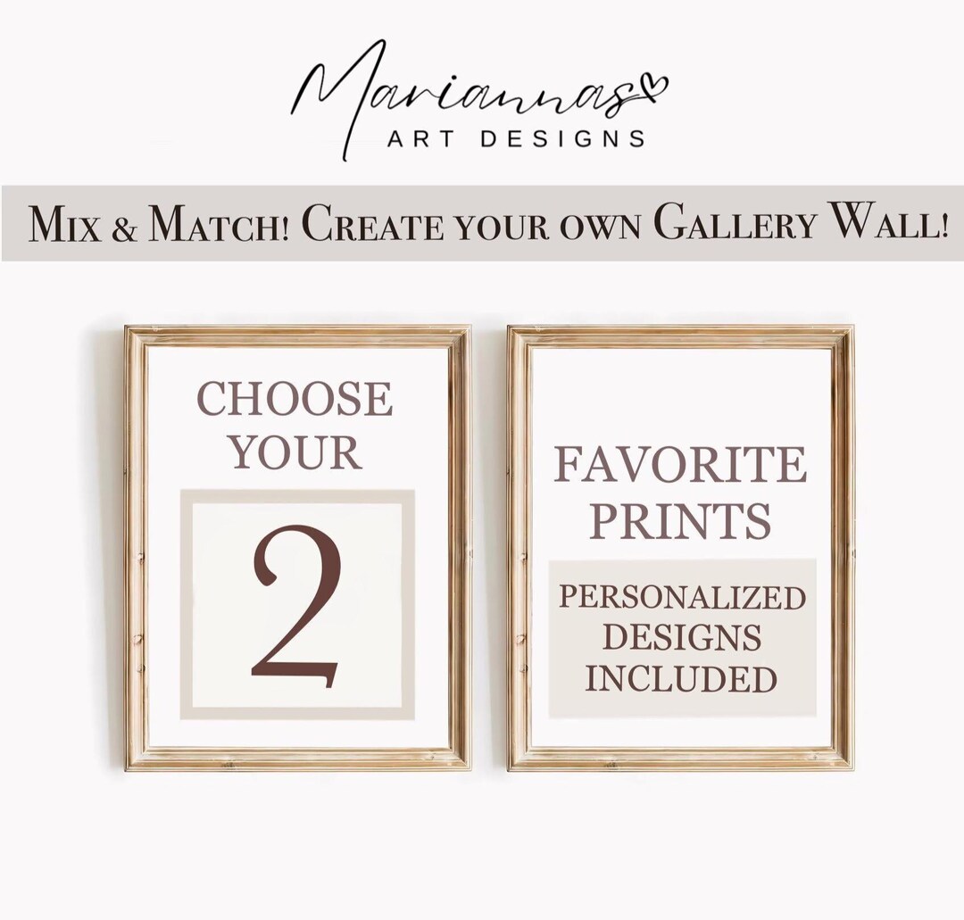 Choose Any 2 Prints Make Your Own Set of 2 Custom Gallery Wall Art Mix ...