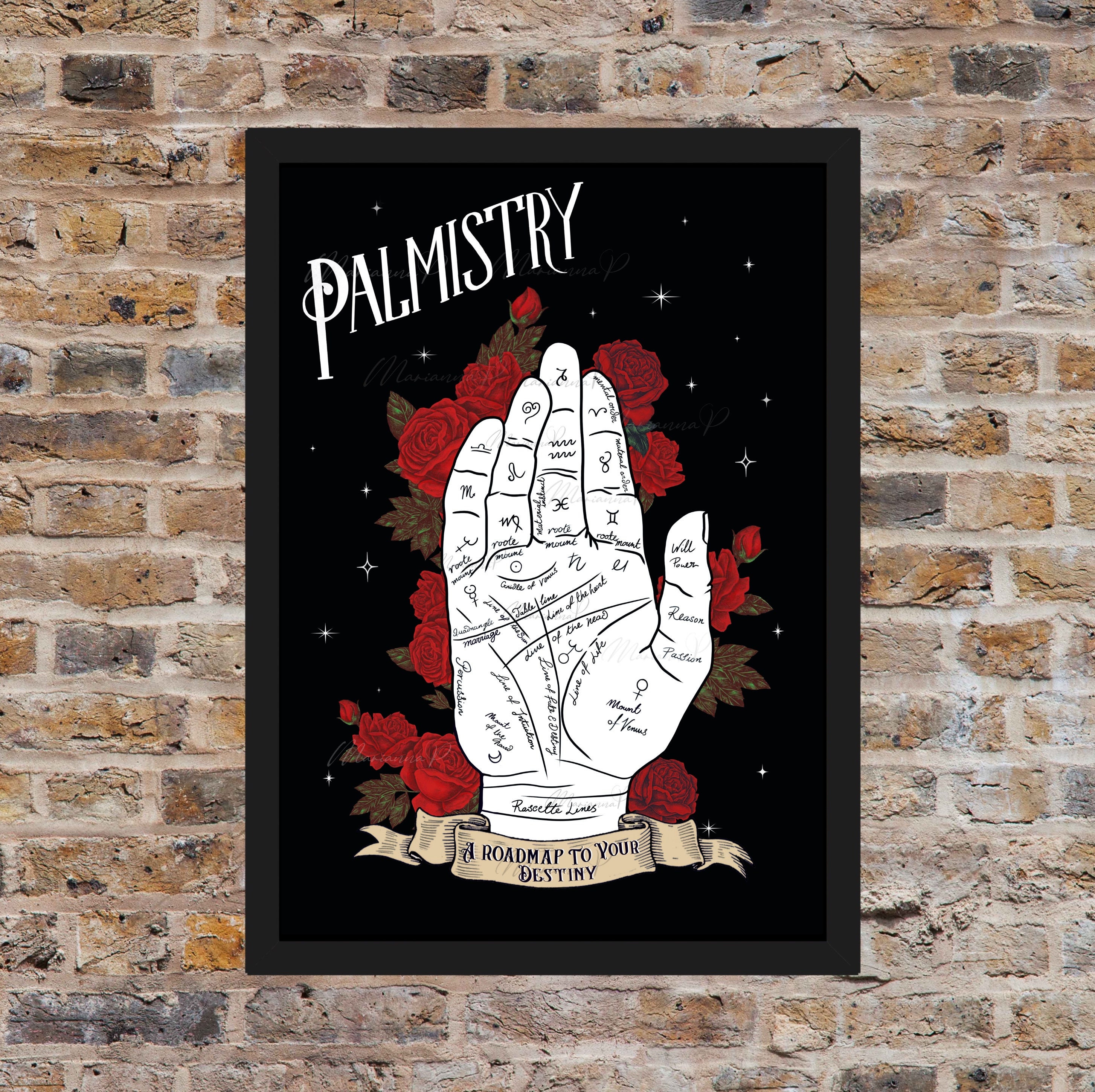 Palmistry Poster Hand of Destiny Art Print the Art of Fortune Telling ...