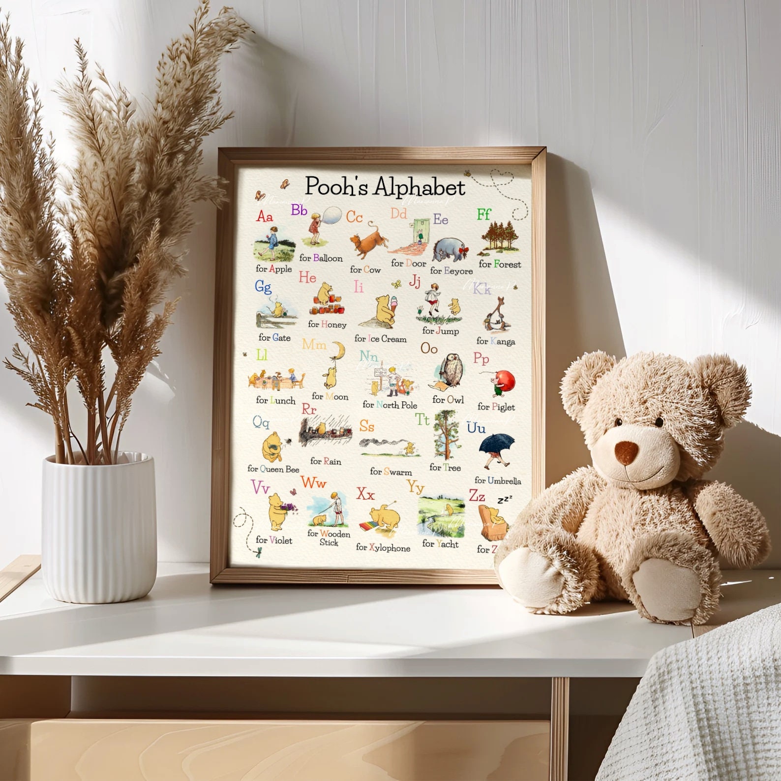 Winnie the Pooh Alphabet Print Classic Winnie the Pooh Nursery Decor ...