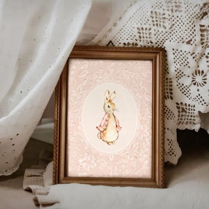 Peter Rabbit Nursery Decor Vintage Pink Floral Peter Rabbit Prints ...
