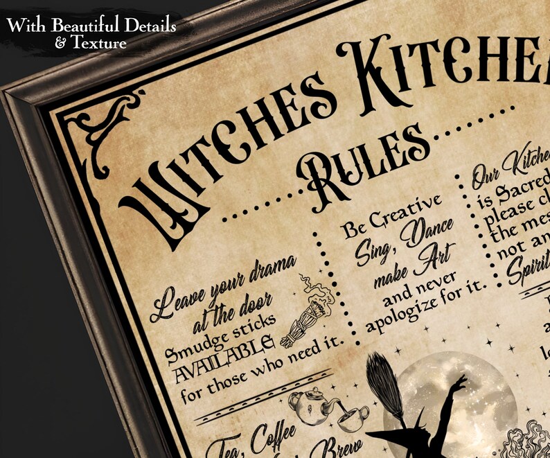 Witch Print Witches Kitchen Rules Poster Witch Decor Kitchen Witchery ...