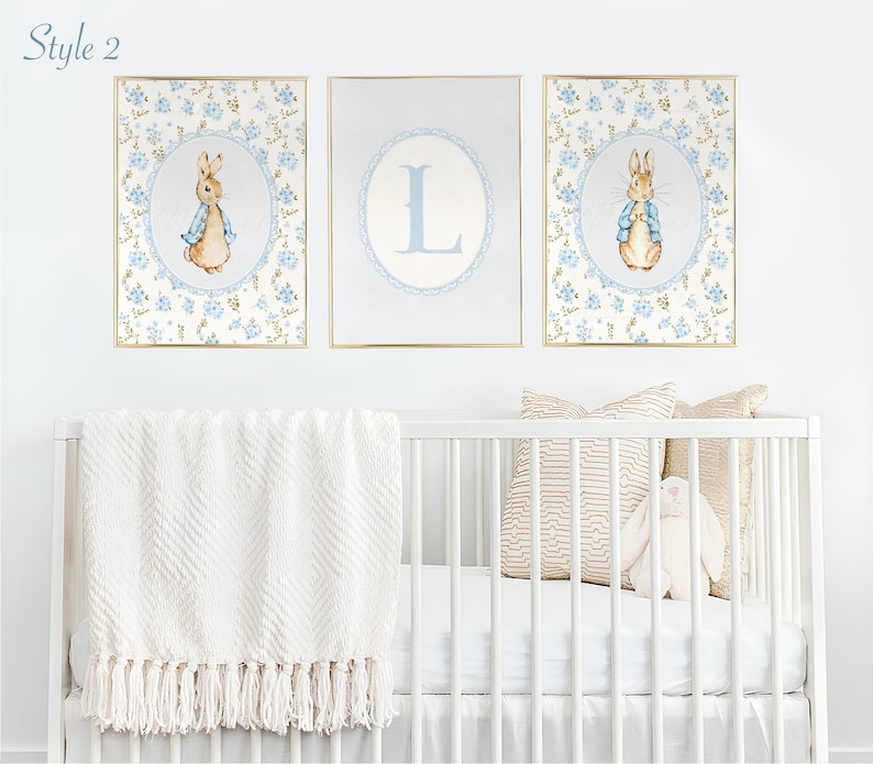 Personalized Peter Rabbit Nursery Decor Monogram Vintage Baby Blue ...