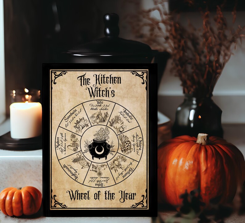 Kitchen Witchs Wheel of the Year Art Print Cauldron Kitchen Witchery ...