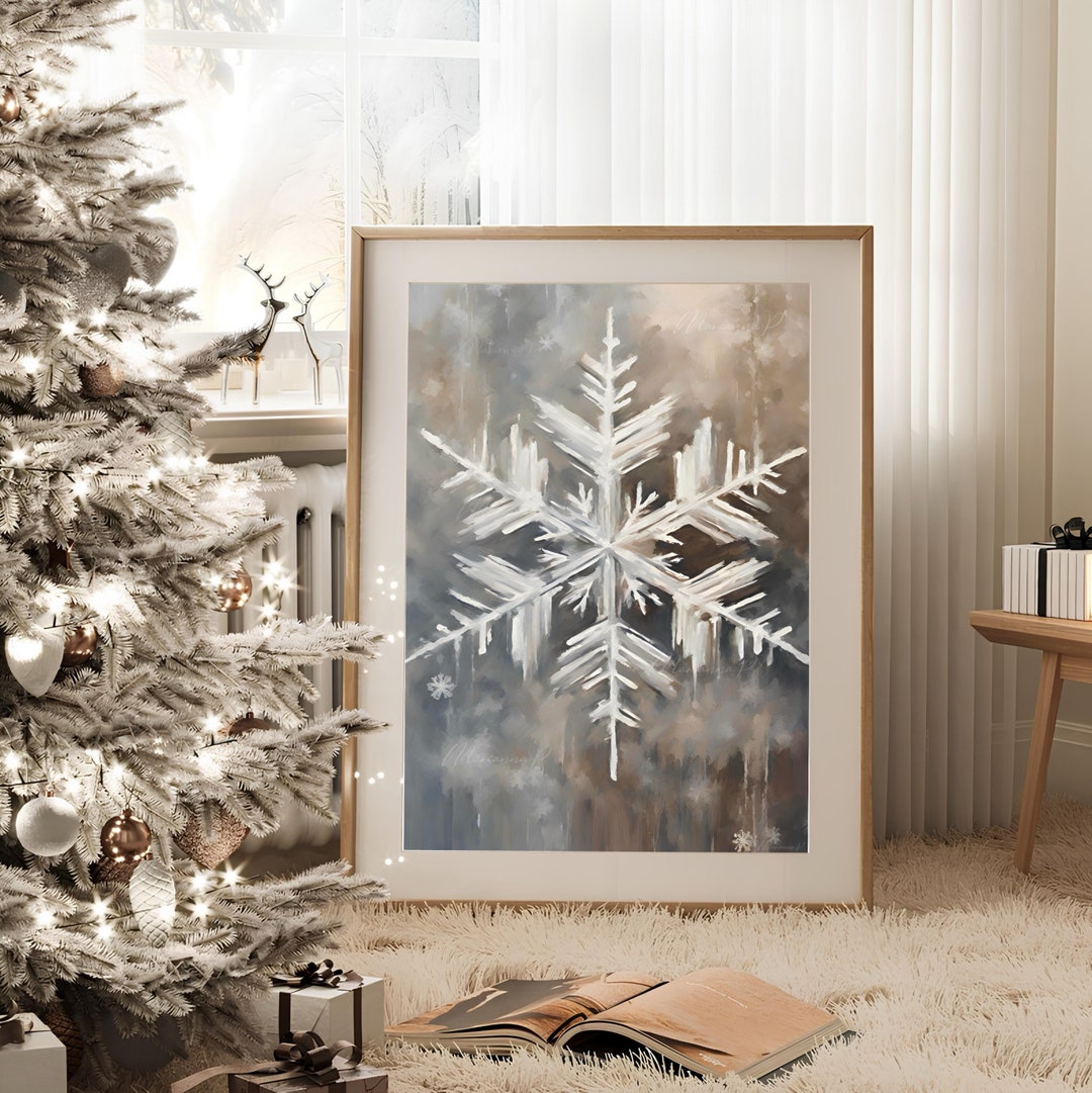 Snowflake Painting Art Print Winter Art Seasonal Decor Christmas Wall ...