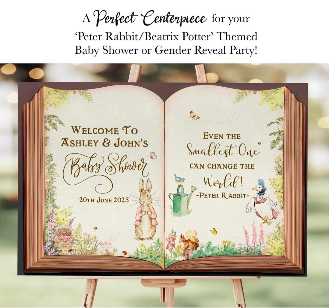 Classic Peter Rabbit Welcome Sign Personalized Baby Shower Welcome Sign ...