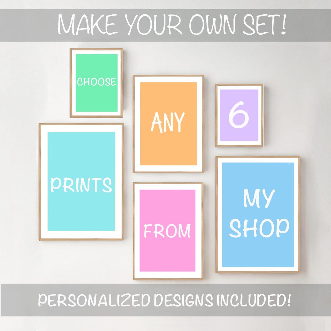 Choose Any 6 Prints Make Your Own Set Custom Gallery Wall Gallery Set ...