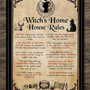 Witch’s Home House Rules Witch Art Print Witchy Home Decor Halloween ...