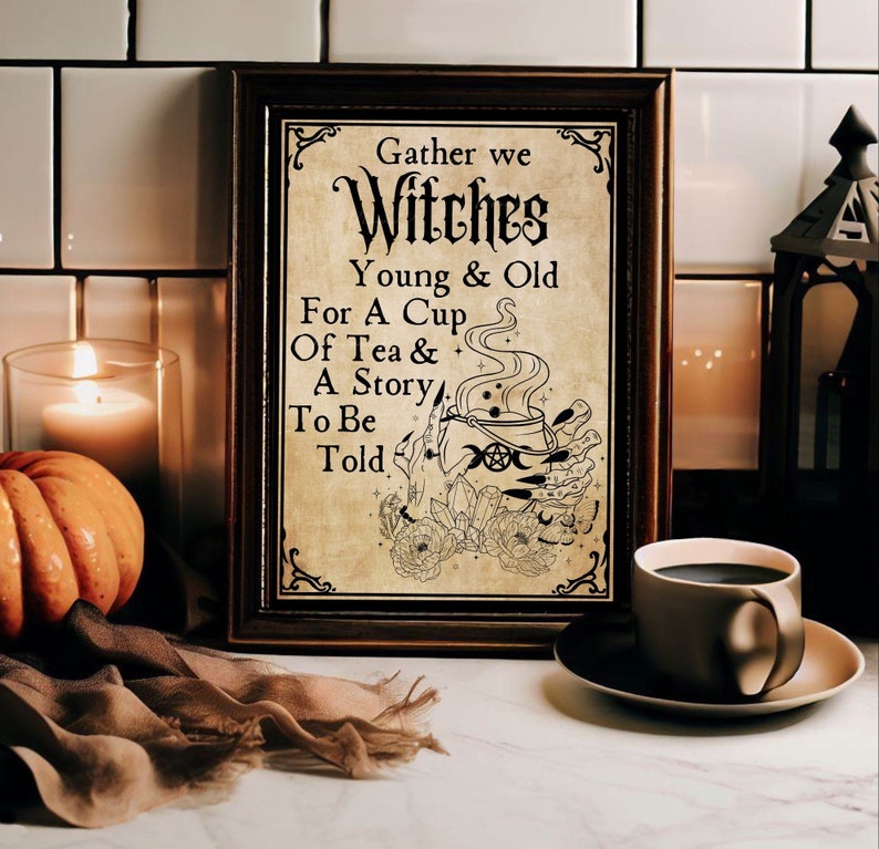 Gather We Witches Poster Witch Art Print Witchy Home Decor Kitchen ...