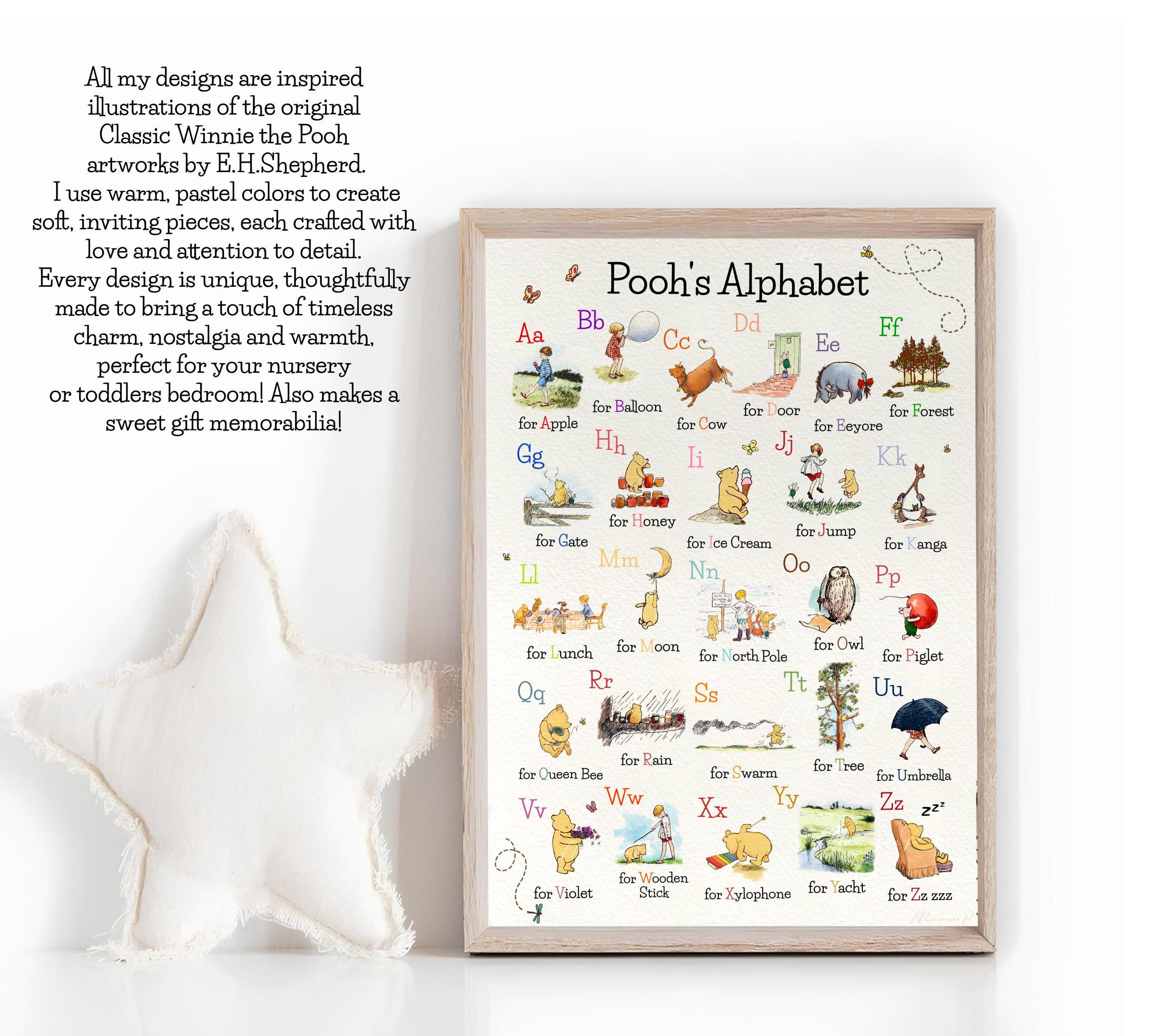 Winnie the Pooh Alphabet Print Classic Winnie the Pooh Nursery Decor ...