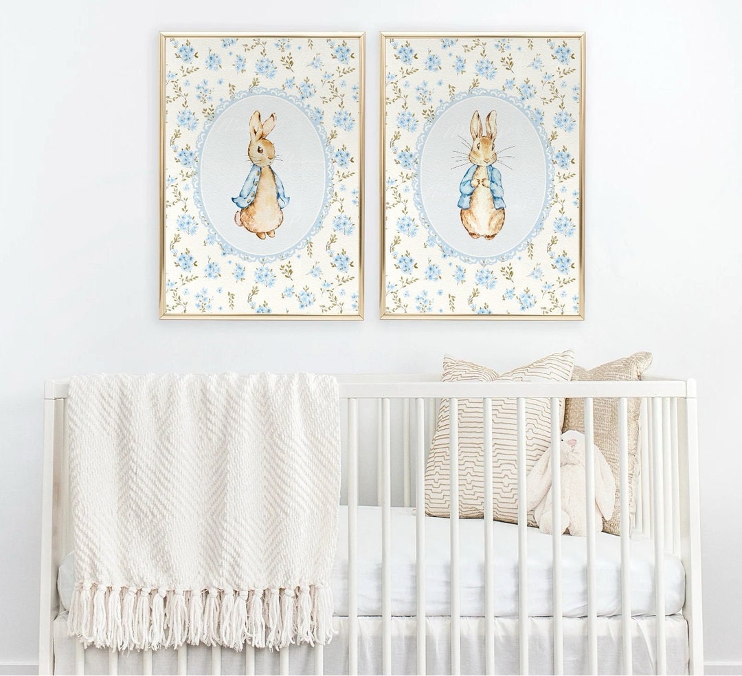 Peter Rabbit Nursery Decor Blue Vintage Peter Rabbit Prints Beatrix ...