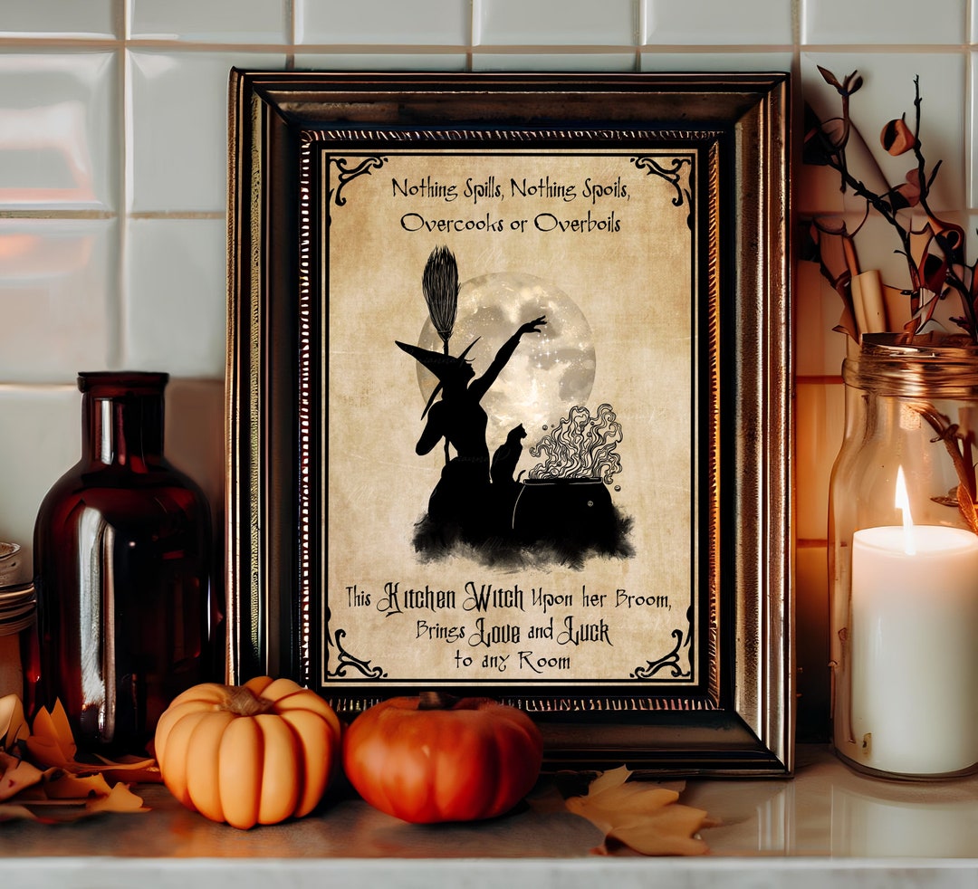 Kitchen Witch Poster Witch Art Print Witchy Decor Kitchen Art Magic ...