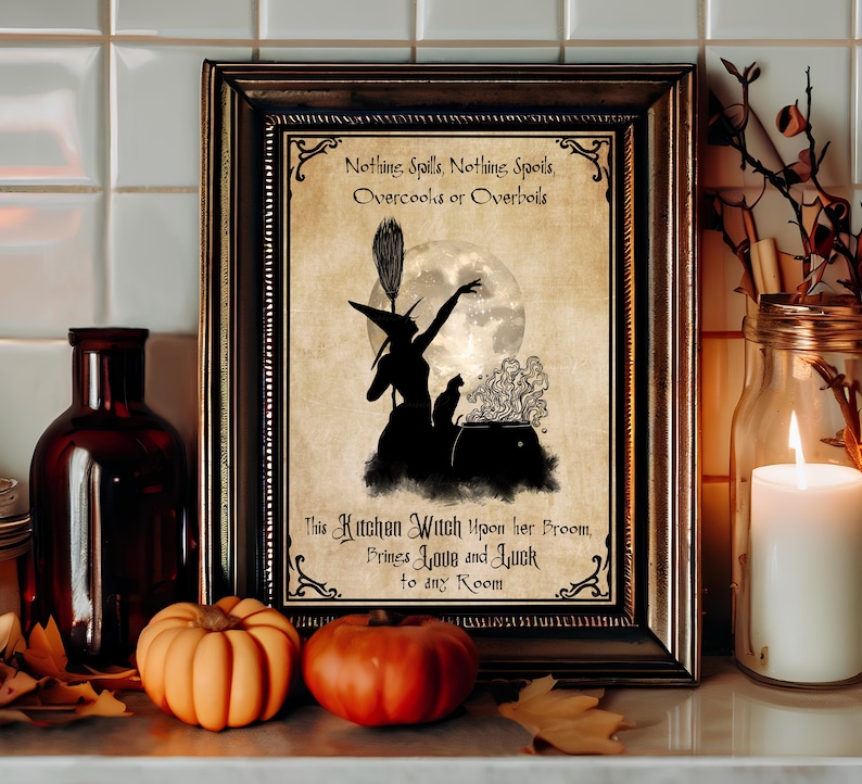 Kitchen Witch Poster Witch Art Print Witchy Decor Kitchen Art Magic ...
