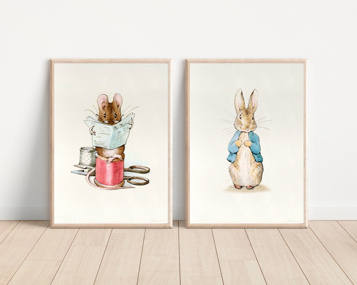 Beatrix Potter Nursery Prints Peter Rabbit Nursery Decor Vintage ...