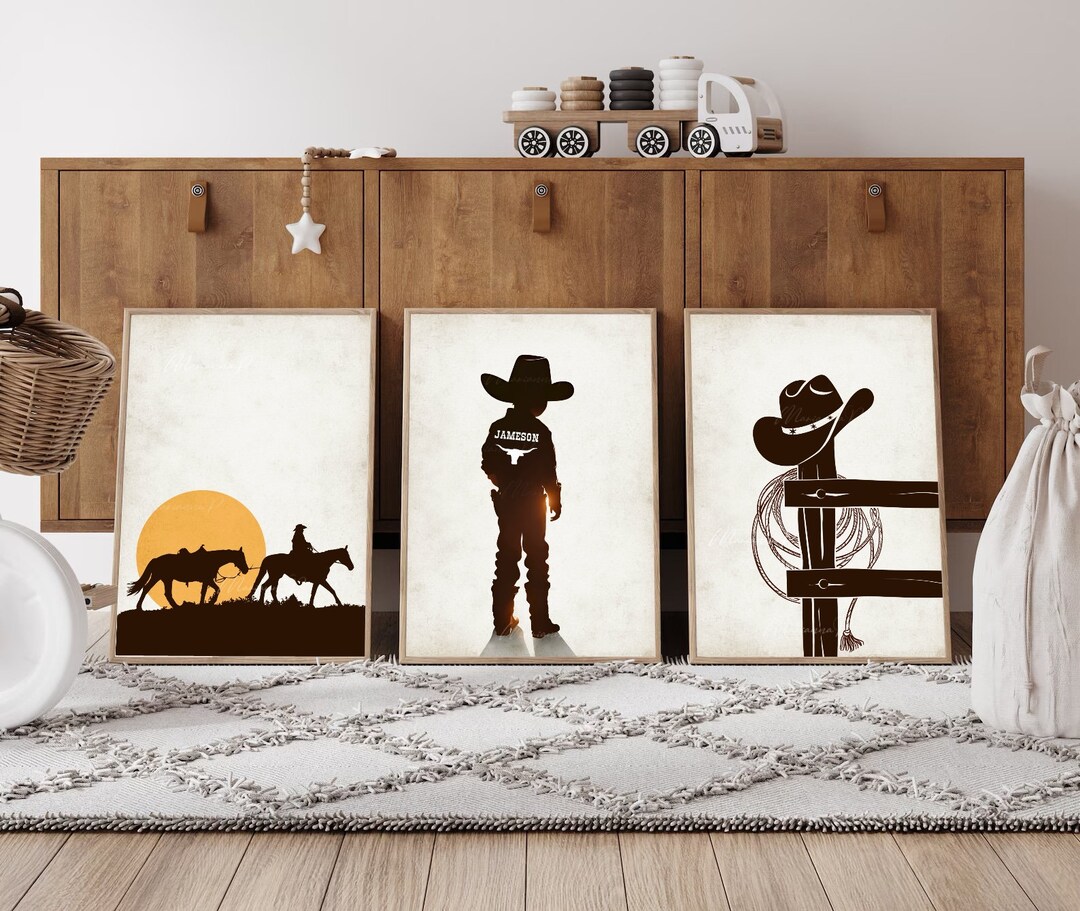 Personalized Western Cowboy Prints Set of 3 Cowboy Themed Nursery ...