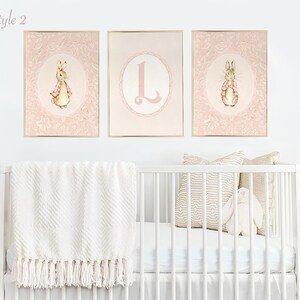 Peter Rabbit Nursery Decor Personalized Monogram Vintage Pink Floral ...
