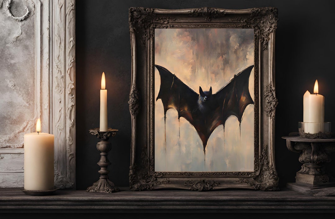 Bat Art Print Abstract Painting Halloween Decor Spooky Bat - Etsy