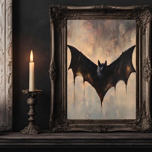 Bat Art Print Bat Abstract Painting Print Macabre Art Dark Academia Art ...