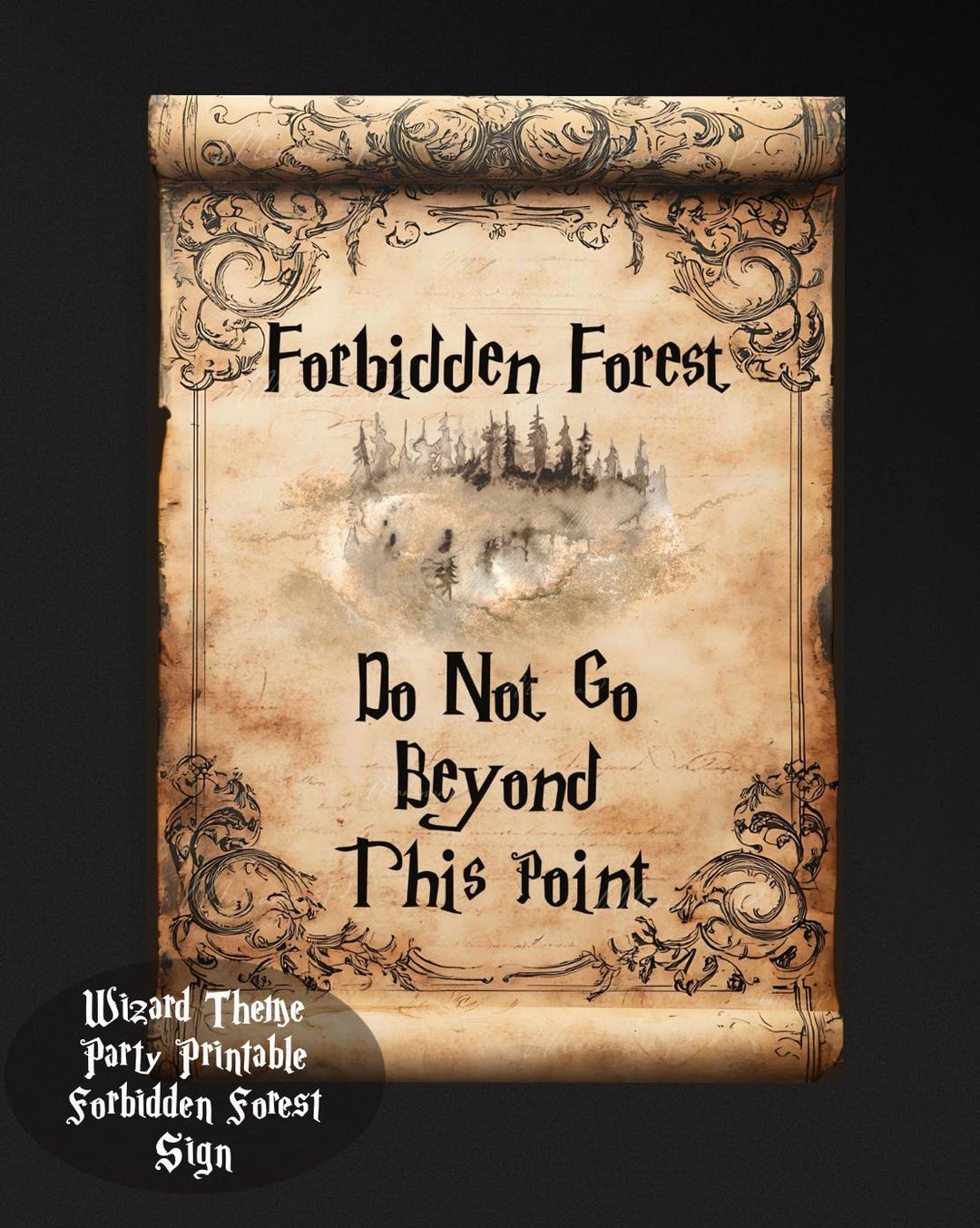 Wizard Theme Party Sign Forbidden Forest Do Not Go Beyond This Point ...