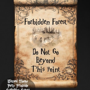 Wizard Theme Party Sign Forbidden Forest Do Not Go Beyond This Point ...