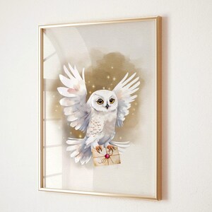 Snowy Owl Print Wizard Poster Wizard Print Wizarding Nursery Decor ...