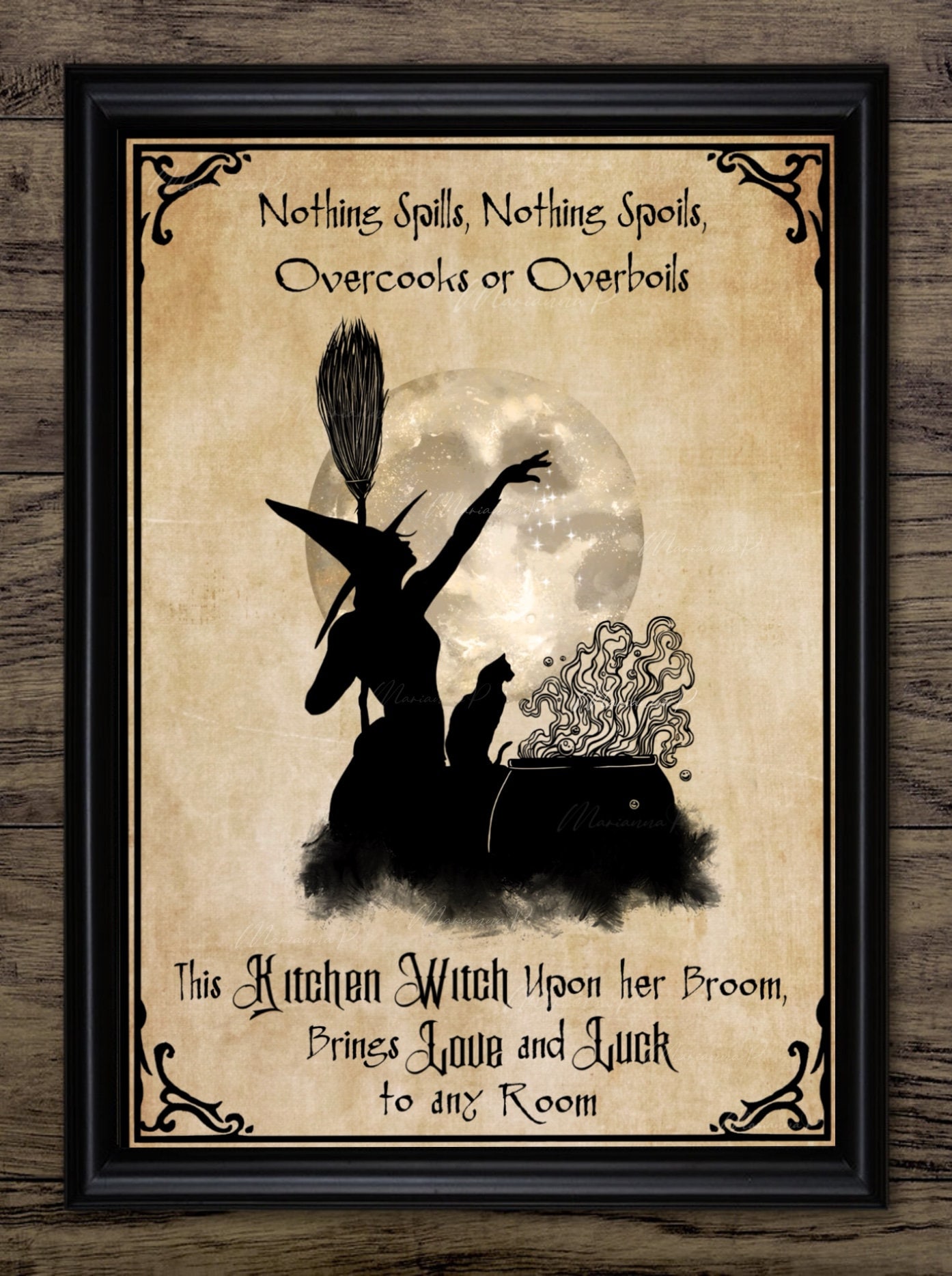 Kitchen Witch Poster Witch Art Print Witchy Decor Kitchen Art Magic ...