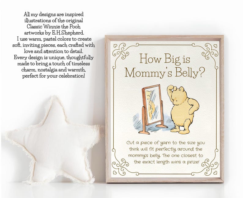 Winnie the Pooh Baby Shower Sign Classic Winnie the Pooh Table Sign How ...