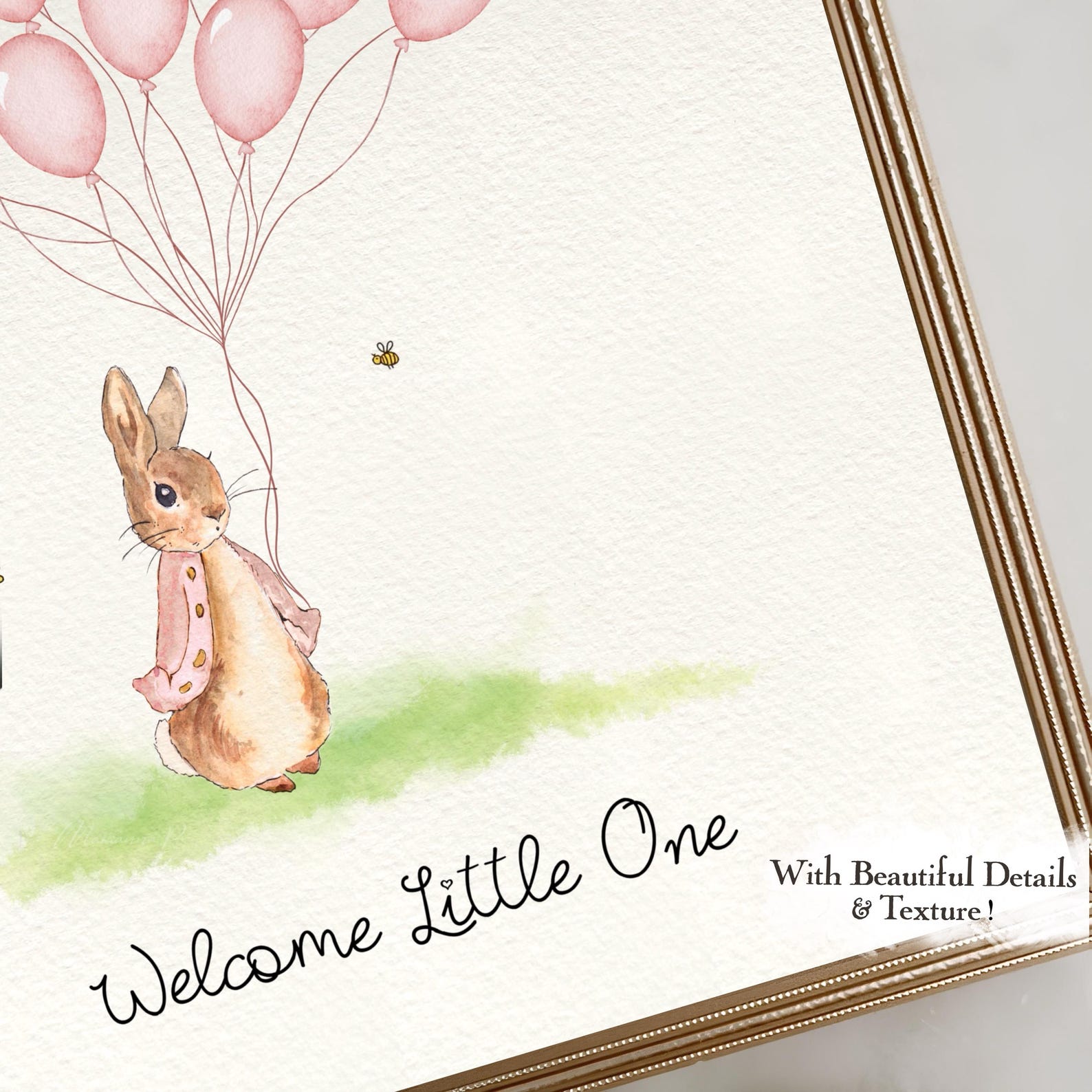 Peter Rabbit Baby Shower Signature Guest Book Print 35 Pink Balloons ...
