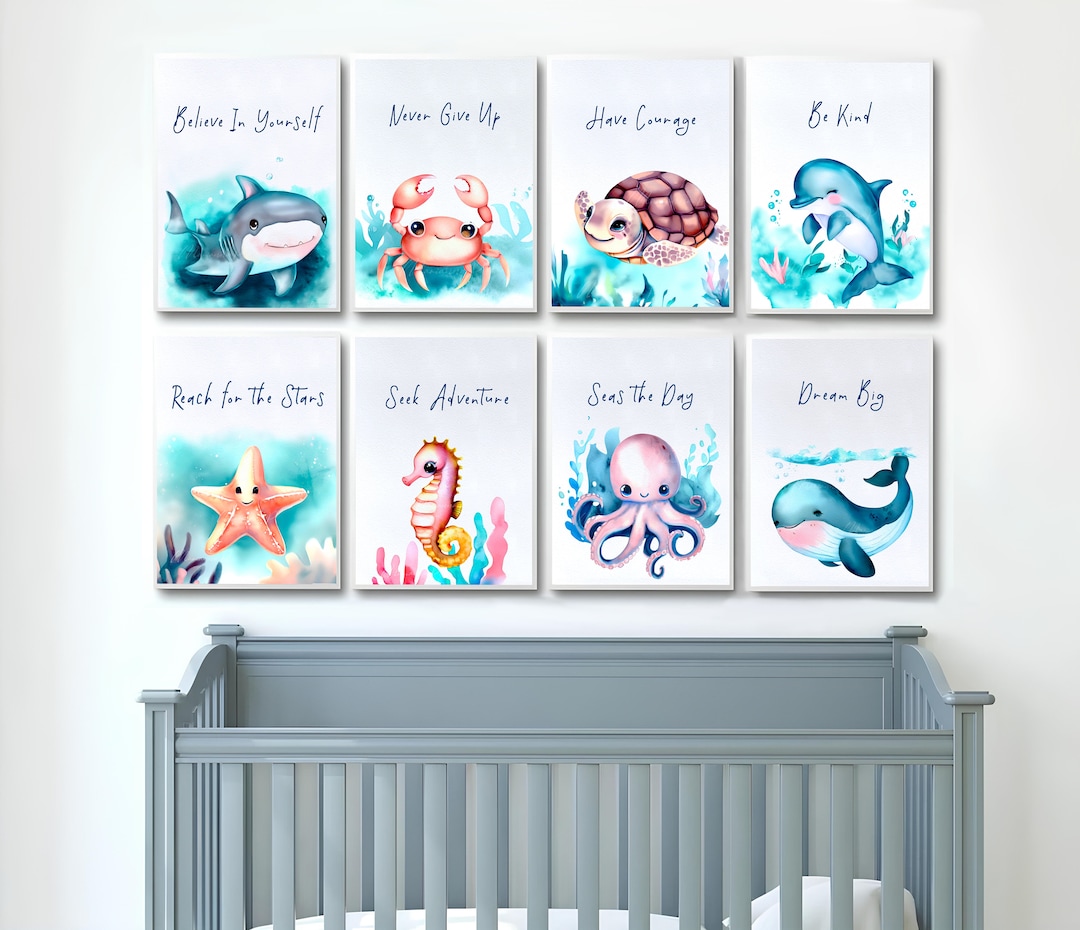 Sea Baby Animal Prints Sea Nursery Decor Watercolor Ocean Nursery Art ...