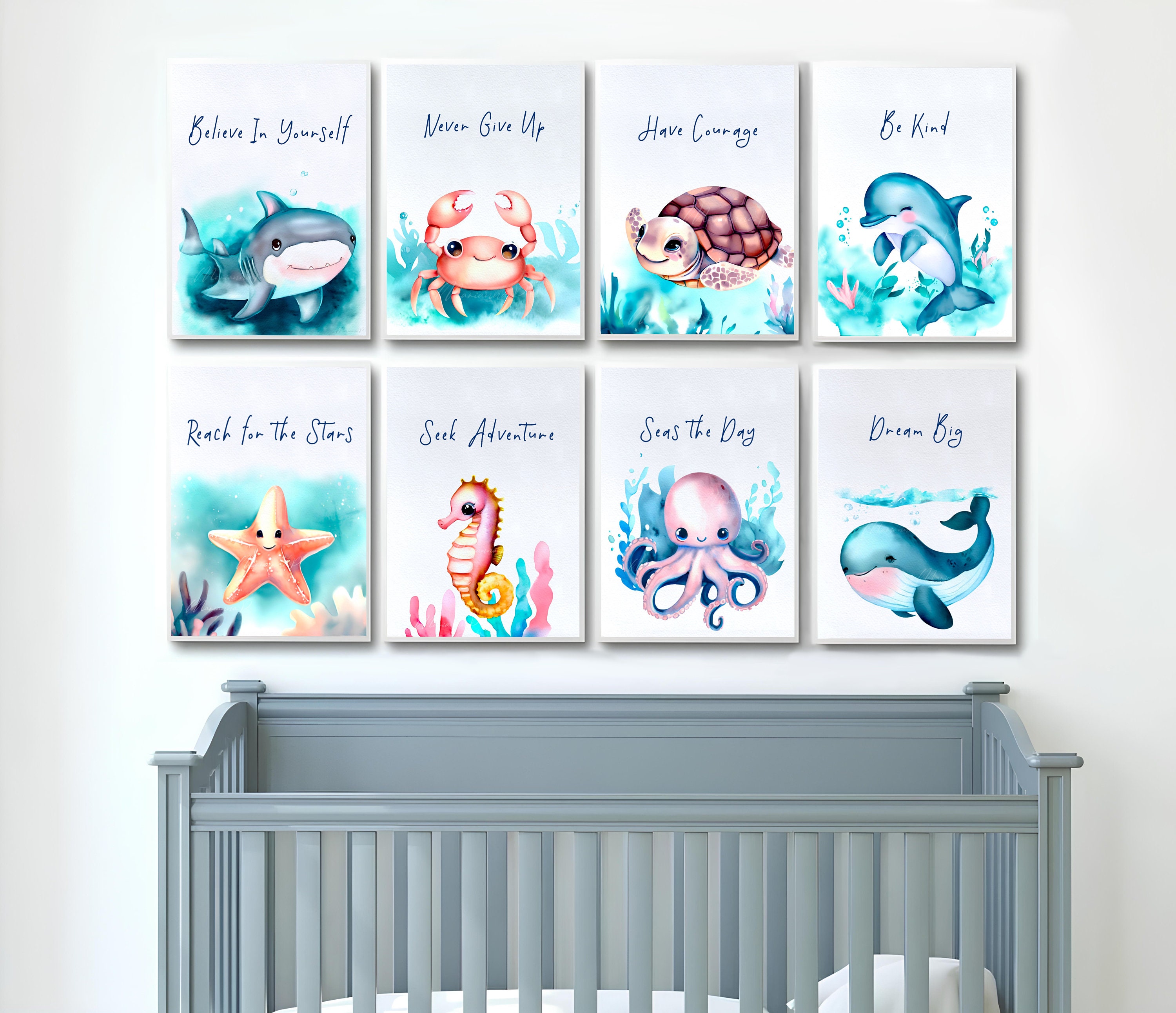 Sea Baby Animal Prints Sea Nursery Decor Watercolor Ocean Nursery Art ...